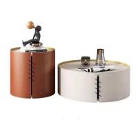 China Stainless Steel Marble Living Room Round Combination Coffee Table for sale