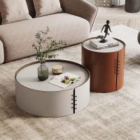 China Stainless Steel Marble Living Room Round Combination Coffee Table for sale