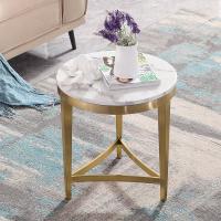 China Modern Round Stainless Steel Marble Living Room Sofa Side Table for sale