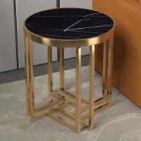 China Light Luxury Stainless Steel Marble Hotel Lobby Small Side Table for sale