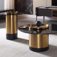 China Modern Stainless Steel Round Living Room Combination Coffee Table for sale