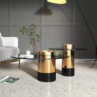 China Modern Stainless Steel Round Living Room Combination Coffee Table for sale