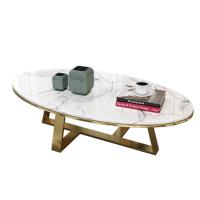 China Italian Stainless Steel Marble Hotel Living Room Oval Coffee Table for sale