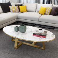 China Italian Stainless Steel Marble Hotel Living Room Oval Coffee Table for sale