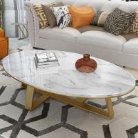 China Italian Stainless Steel Marble Hotel Living Room Oval Coffee Table for sale