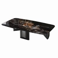 China Light Luxury Stainless Steel Living Room Square Marble Coffee Table for sale