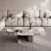 China Modern Stainless Steel Marble Square Living Room Coffee Table for sale