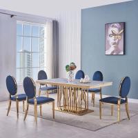 China Modern Luxury Stainless Steel Marble Apartment Square Dining Table for sale