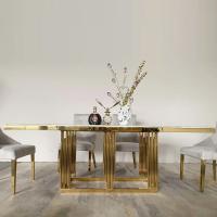 China New Stainless Steel Marble Apartment Rectangular Dining Table for sale