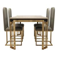 China Luxury Stainless Steel Square Apartment  Dining Table Assembly for sale
