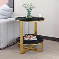 China Italian Minimalist Stainless Steel Marble Circular Sofa Edge Table for sale