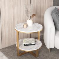 China Italian Minimalist Stainless Steel Marble Circular Sofa Edge Table for sale