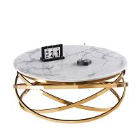 China Light Luxury Stainless Steel  Hotel Lobby Circular Coffee Table for sale