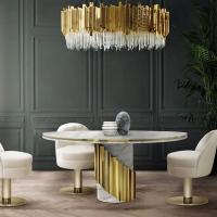 China Stainless Steel Modern Round Dining  Tables, Gold/Silver Combination for sale