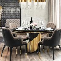 China Stainless Steel Modern Round Dining  Tables, Gold/Silver Combination for sale