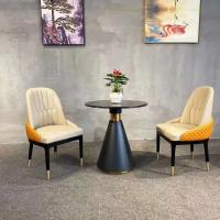 China Modern Round Negotiation Table Marble Top Stainless Steel Gold/Silver for sale