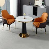 China Round Negotiation Table With Marble Top And Stainless Steel Frame for sale