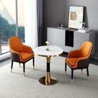 China Round Negotiation Table Marble Top Stainless Steel Construction for sale