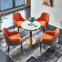 China Round Negotiation Table Marble Top Stainless Steel Construction for sale