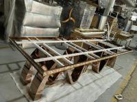 China Luxury Custom Stainless Steel Pedestal Faux Marble Dining Table Home And Commercial Use for sale