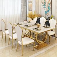 China Contemporary Stainless Steel Marble Dining Table For Modern Homes for sale