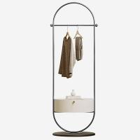 China Modern Luxury Gold / Silver Floor Coat Rack With Storage Cabinet for sale