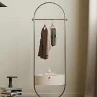 China Modern Luxury Gold / Silver Floor Coat Rack With Storage Cabinet for sale