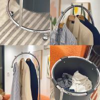 China Modern Simple Floor Rack Stainless Steel / PU Leather Organiser for sale