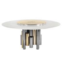 China Italian Modern Stainless Steel Deluxe Dining Table With Turntable for sale