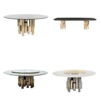 China Italian Modern Stainless Steel Deluxe Dining Table With Turntable for sale