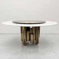 China Italian Modern Stainless Steel Deluxe Dining Table With Turntable for sale
