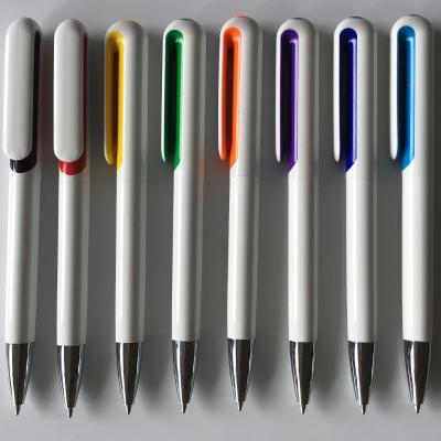 China New design white color twist promotion plastic pen with customized printing LOGO for sale
