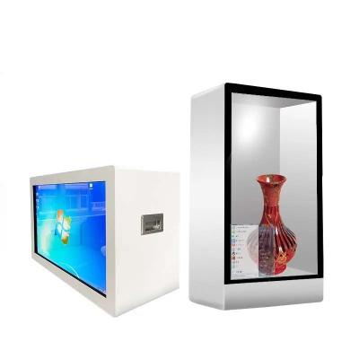 China 55 Inch Transparent LCD Showcase with 1920x1080 Resolution and 10 Points Touch Screen Display Cabinet for sale