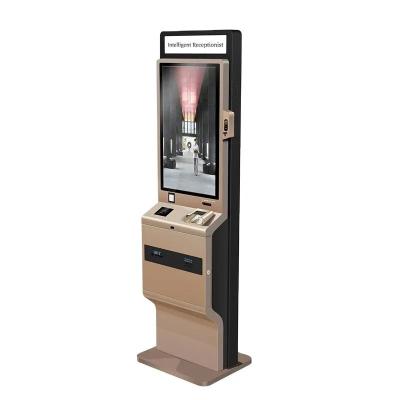 China Stand Free 90W Touch Screen Self Service Kiosk with LED Light Box and Thermal Printer for sale