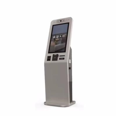 China Touch Screen Self Checkin Kiosk with Integrated Disorder Card Issuance System, Cash Acceptor, and Multi-Lingual Interface for sale