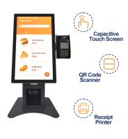 China 21.5 Inch Self Ordering Kiosk with Multi-language Support and Metal Case Toughened Glass Panel for sale