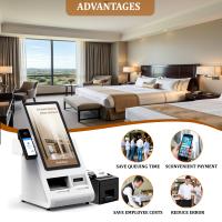 China Android POS Self Check-in Kiosk with Passport Scanner and Card Dispenser for Hotels for sale