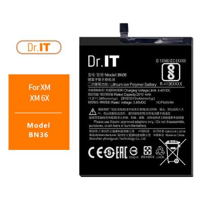 China OEM BN36 Lithium Cell Phone Battery Replace 3010mAh For Xiaomi 6X for sale