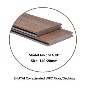 China Shutai WPC Co-extrusion Decking Floor 140x20mm Eco Friendly 25-30 Year Lifespan Outdoor Wood Plastic Composite for sale