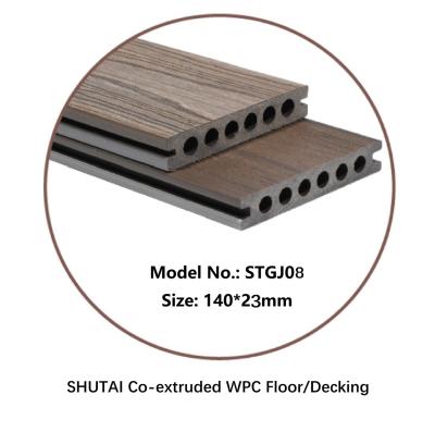 China Shutai WPC Co-extrusion Hollow Decking 140x23mm STGJ08 Weather Resistant Outdoor Flooring for sale