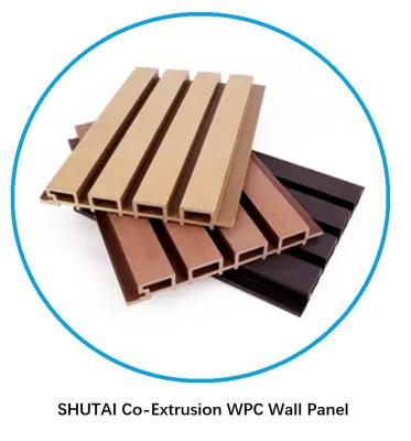 China Co-extrusion WPC Wall Panel 202mm x 20.5mm Waterproof Wood Plastic Composite for sale