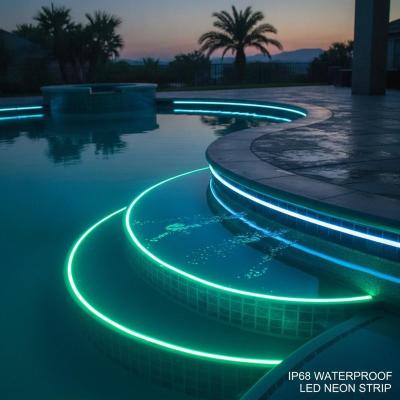 China Swimming Pool Neon Lights ip68 waterproof led neon strip designed for underwater installation pool coping steps and decorative accents for sale