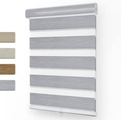 China WiFi Motorized Smart Zebra Blinds Semi Blackout Day Night Shades Voice Control for sale