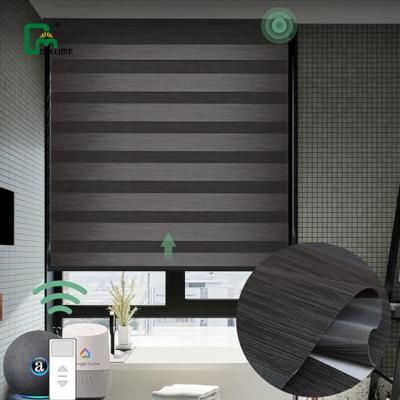 China Dual Layer Electric Smart Zebra Blinds With Remote Control Privacy Light Filtering for sale