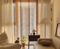 China Cordless Motorized Real Smart Wooden Blinds For Windows Decorative Privacy Tapes for sale