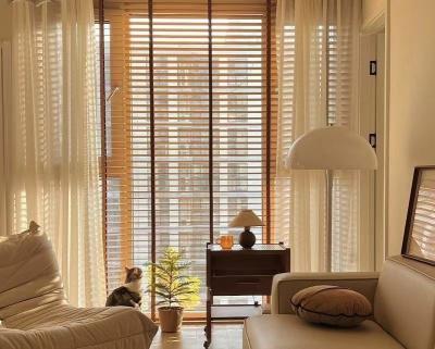 China Cordless Motorized Real Smart Wooden Blinds For Windows Decorative Privacy Tapes for sale