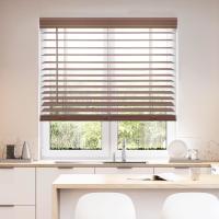 China Heat Resistant White Faux Smart Wooden Blinds Wired 2.4GHz  WiFi No Hub Required for sale