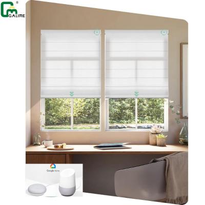 China Wire Free Electric Bedroom Blinds 42dB Organic Texture Battery Operated Roman Blinds for sale