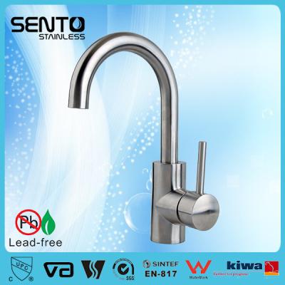China Long neck steel body brushed finish kitchen sink mixer for sale