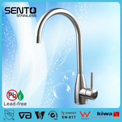 China Single lever stainless steel kitchen mixer with long spout for sale